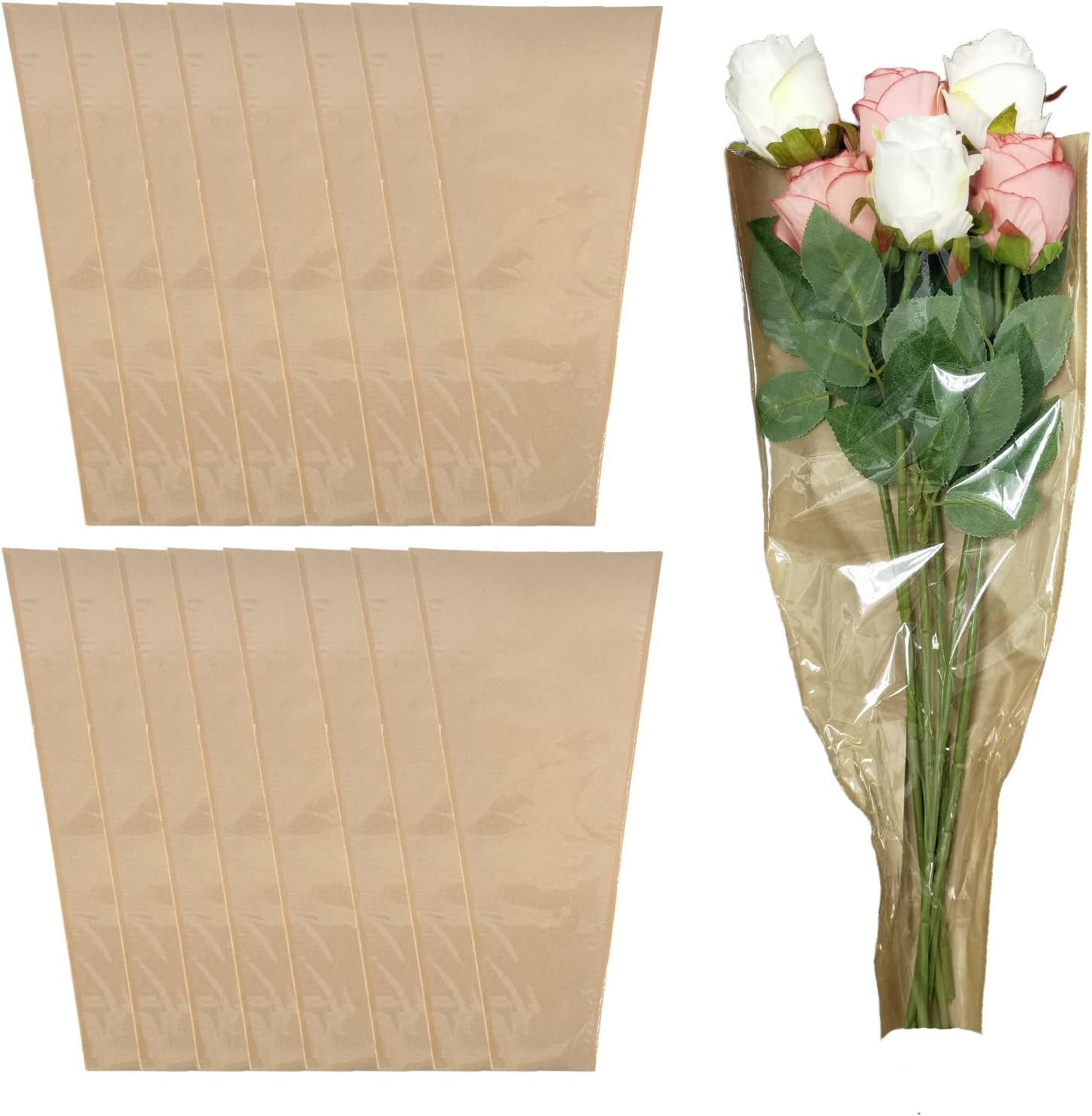 Amazon.com: 50pcs Waterproof Kraft Flower Bouquet Wrapping Paper ...