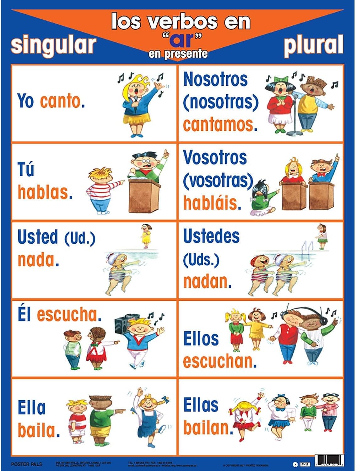 Poster Pals Carteles de verbo para enseñanza de idiomas y educación en ...