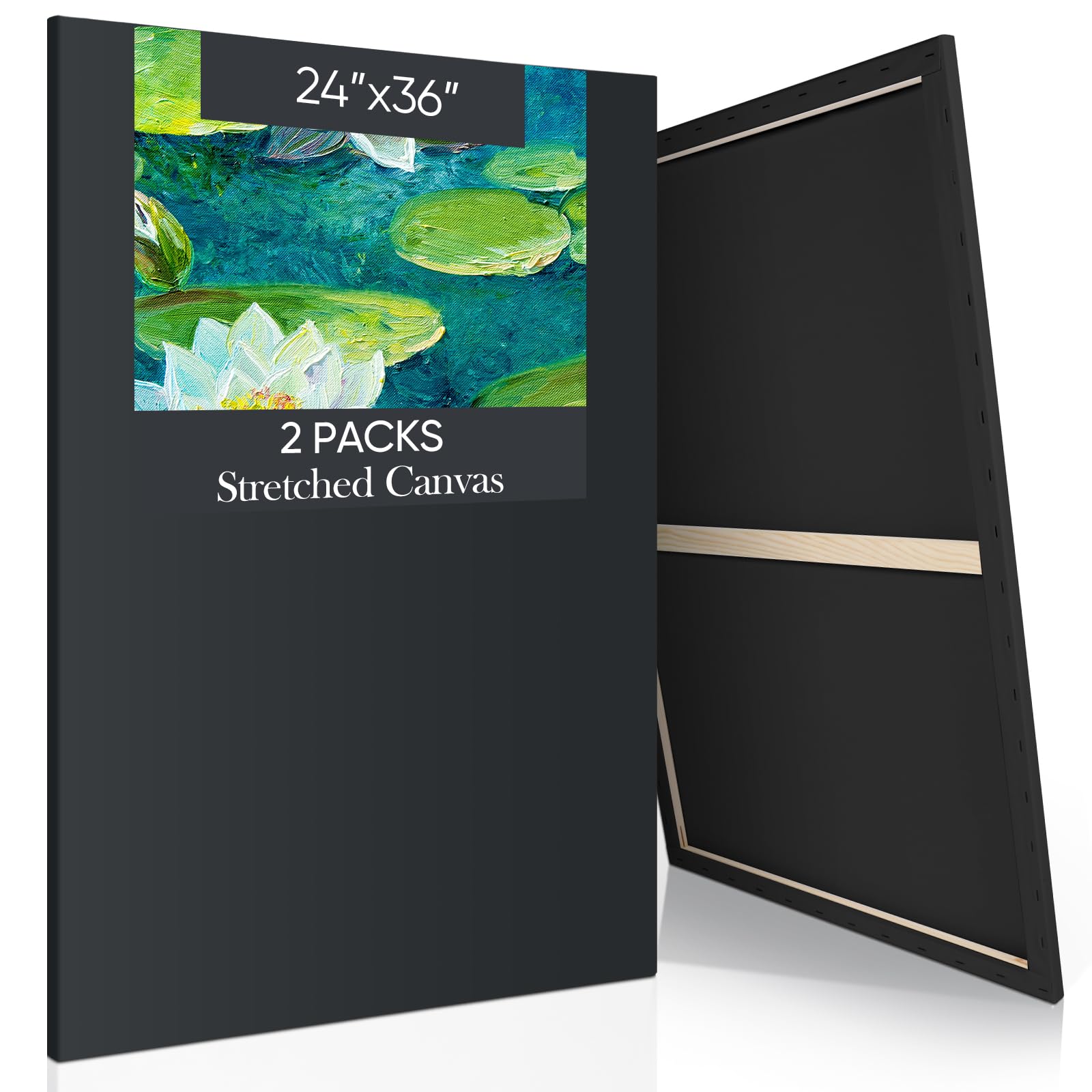 Amazon.com: Ctosree 2 Pack Stretched Canvas for Painting, Large Black ...