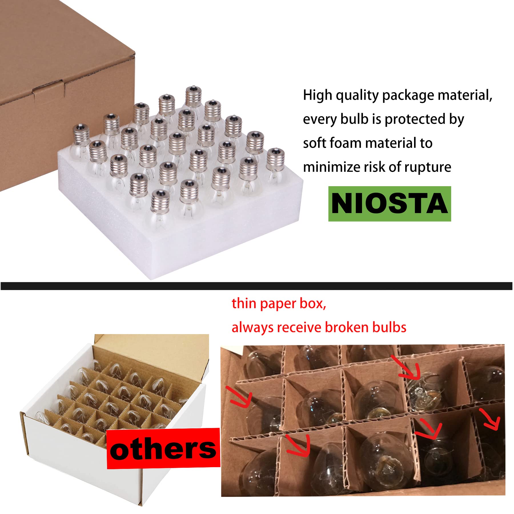 NIOSTA 25 Pack C9 Warm White Christmas Replacement Bulbs, Christmas C9 ...