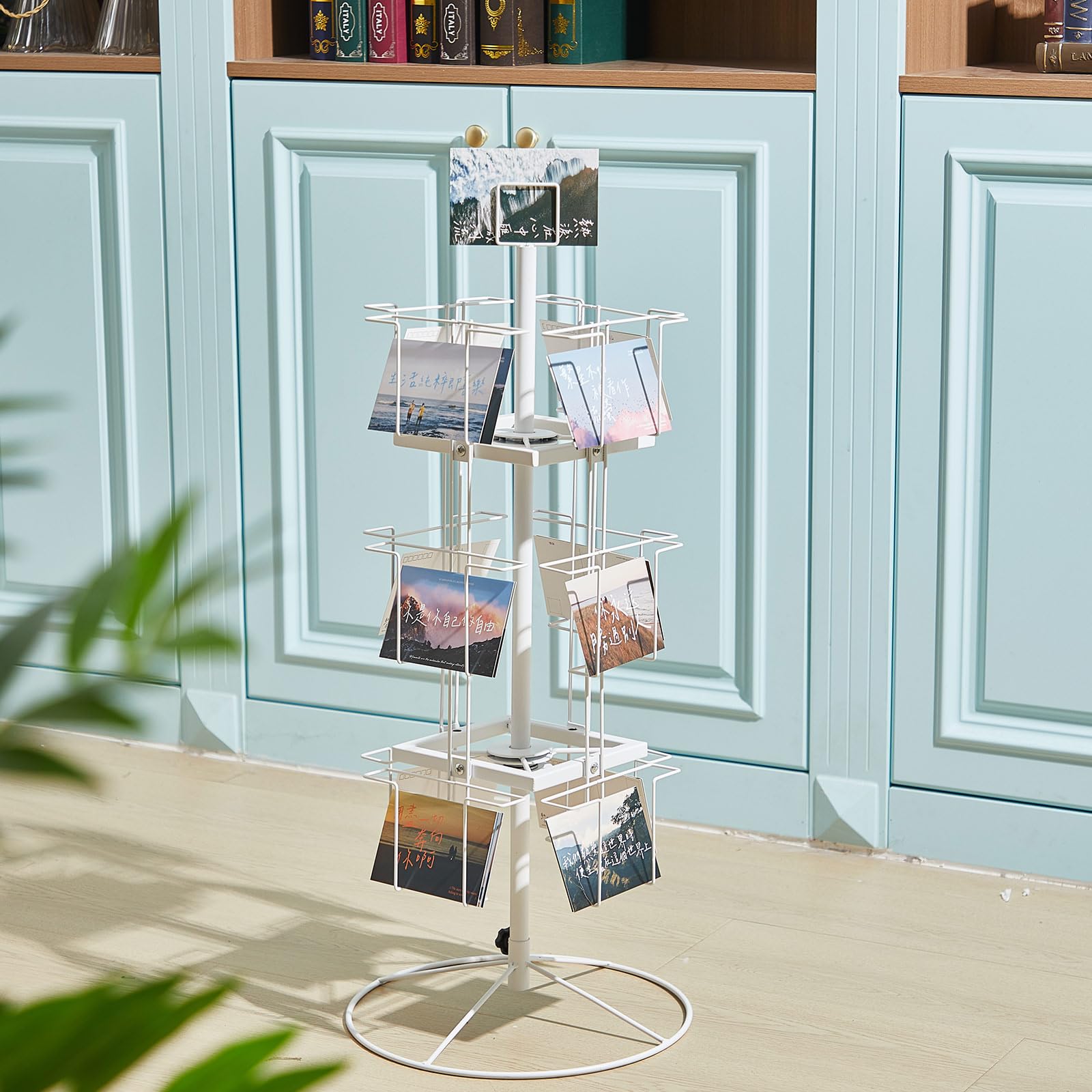 Zonon 2 Pcs 12 Pocket 3 Tier Metal Rotating Card Display Stand for 5"x7" Cards Rotating ...