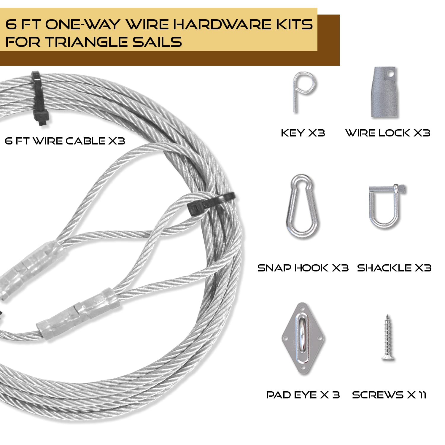 Snapklik.com : 6ft One-Way Wire Lock Wire Cable Hardware Kit For ...