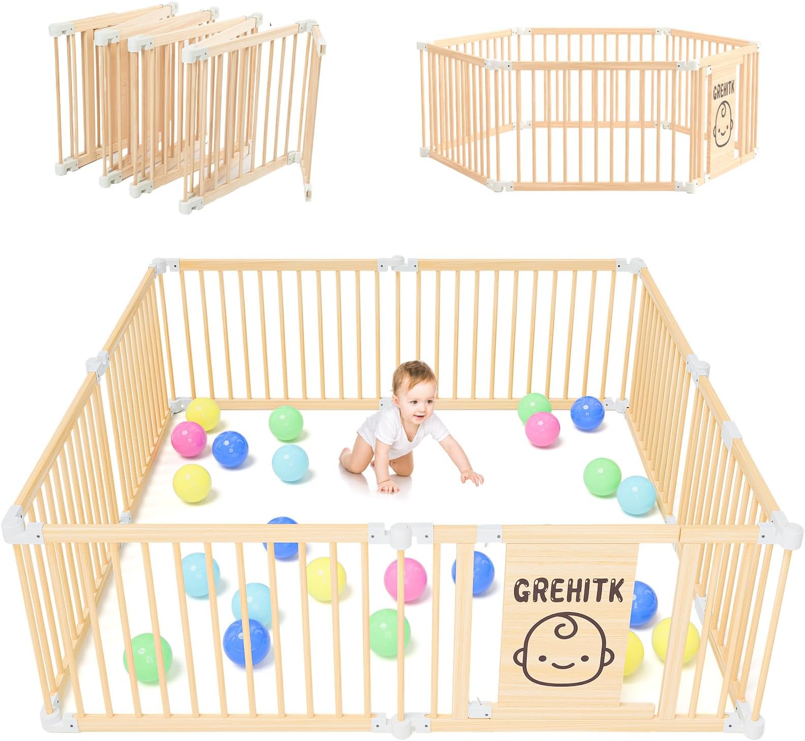 Amazon.com : Wooden Playpen Extra Large for Toddlers and Babies ...