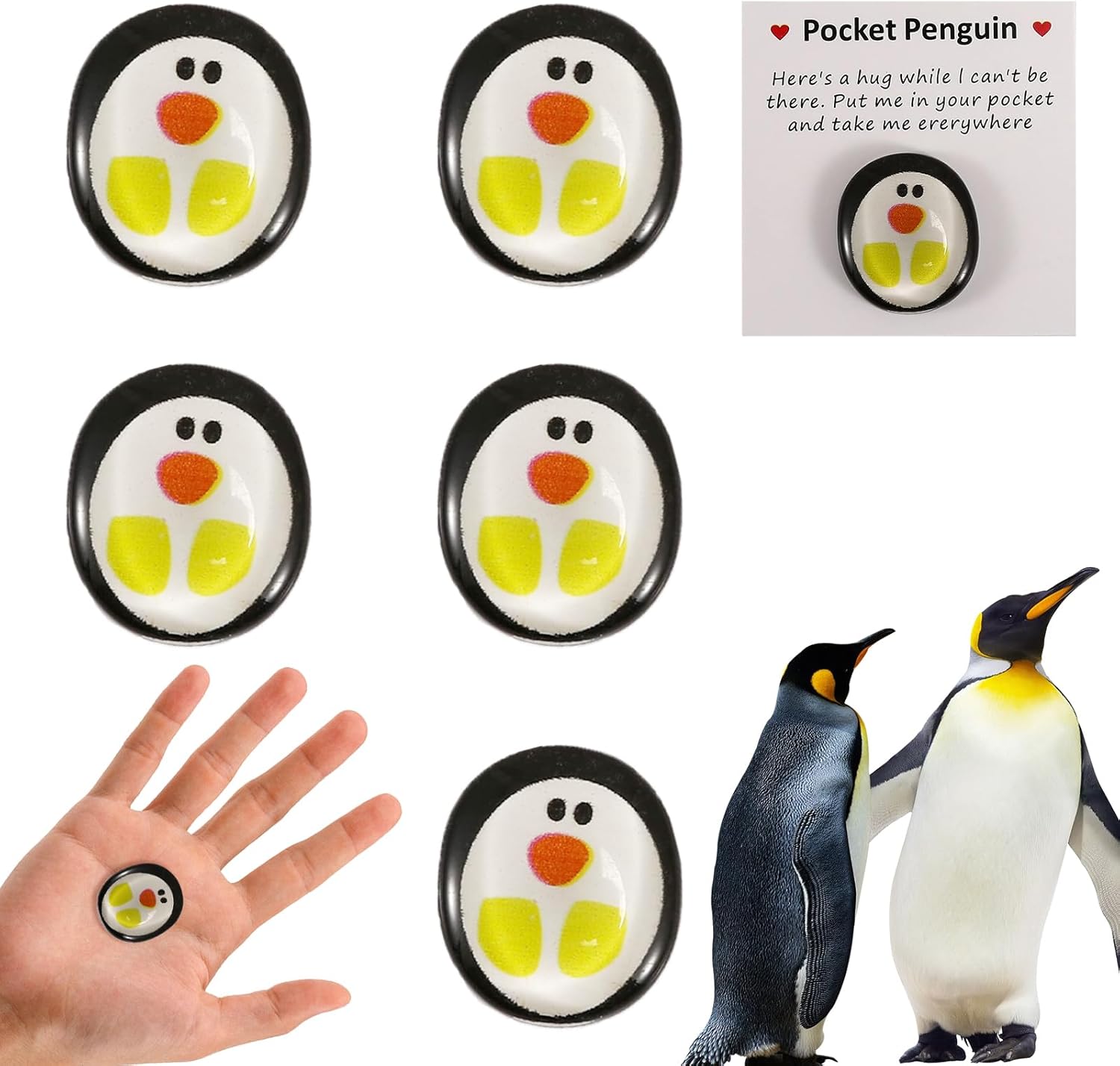 DALAETUS 5 Pcs A Little Pocket Penguin Hug Gifts, Mini Glass Penguin ...