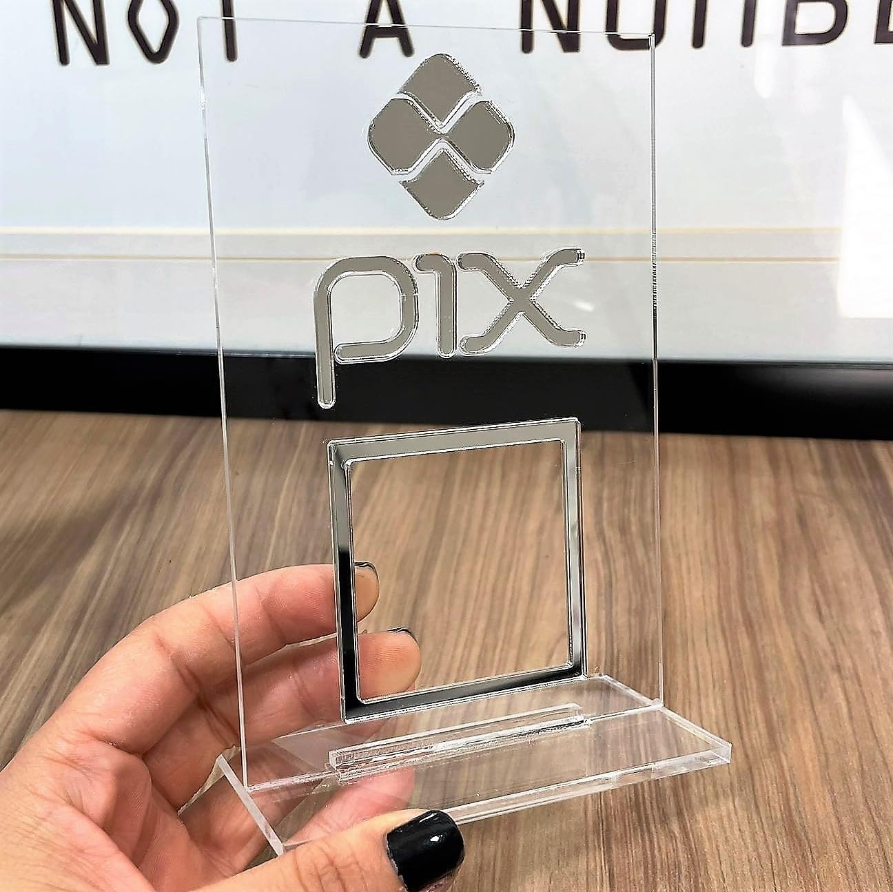 Placa Pix Pagamento QrCode De Mesa Balcão c/base - Acrílico Cor ...