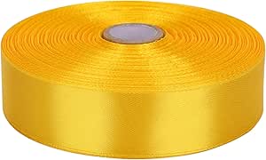 Amazon.com: Baocuan 1 inch Yellow Satin Ribbon 50 Yards Solid Fabric ...