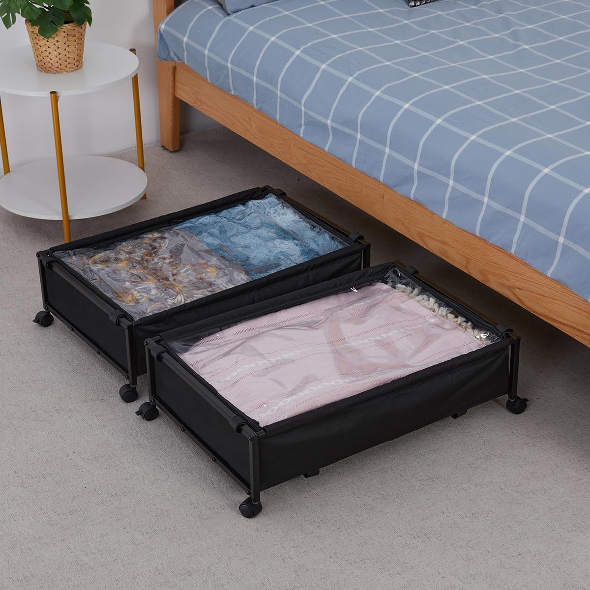 Amazon.com: 2 Pack Under Bed Storage Containers with Wheels, Under Bed ...
