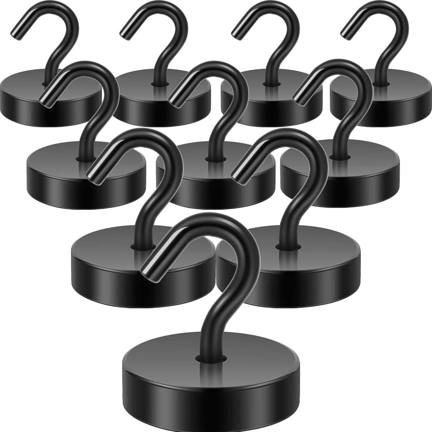 Neosmuk Black Magnetic Hooks, 60lb+ Heavy Duty Earth Magnets with Hook ...