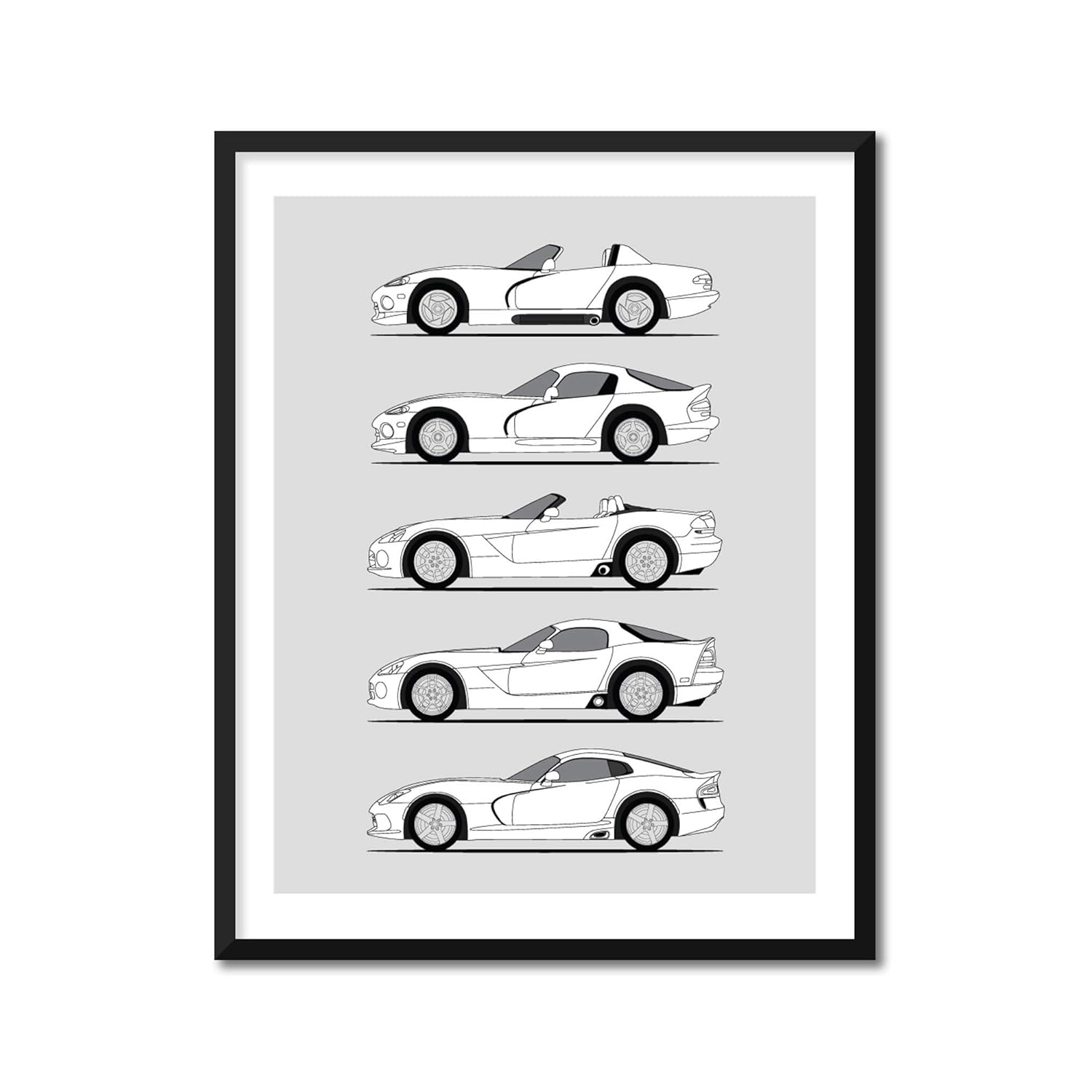 Amazon.com: Dodge Viper Generations Inspired Poster Print Wall Art ...