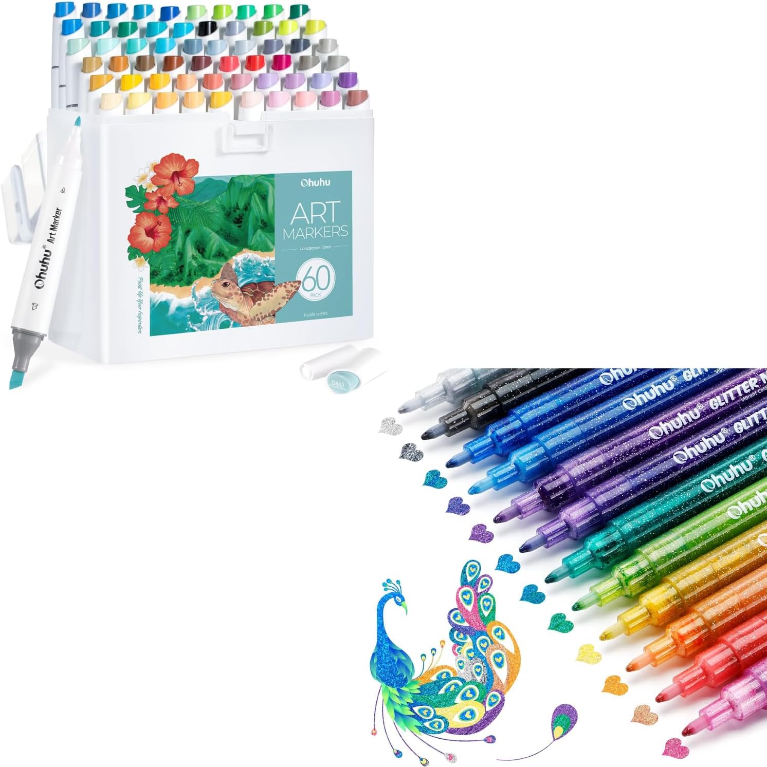 Amazon.com : Ohuhu Alcohol Markers Slim Broad Fine Double Tipped ...