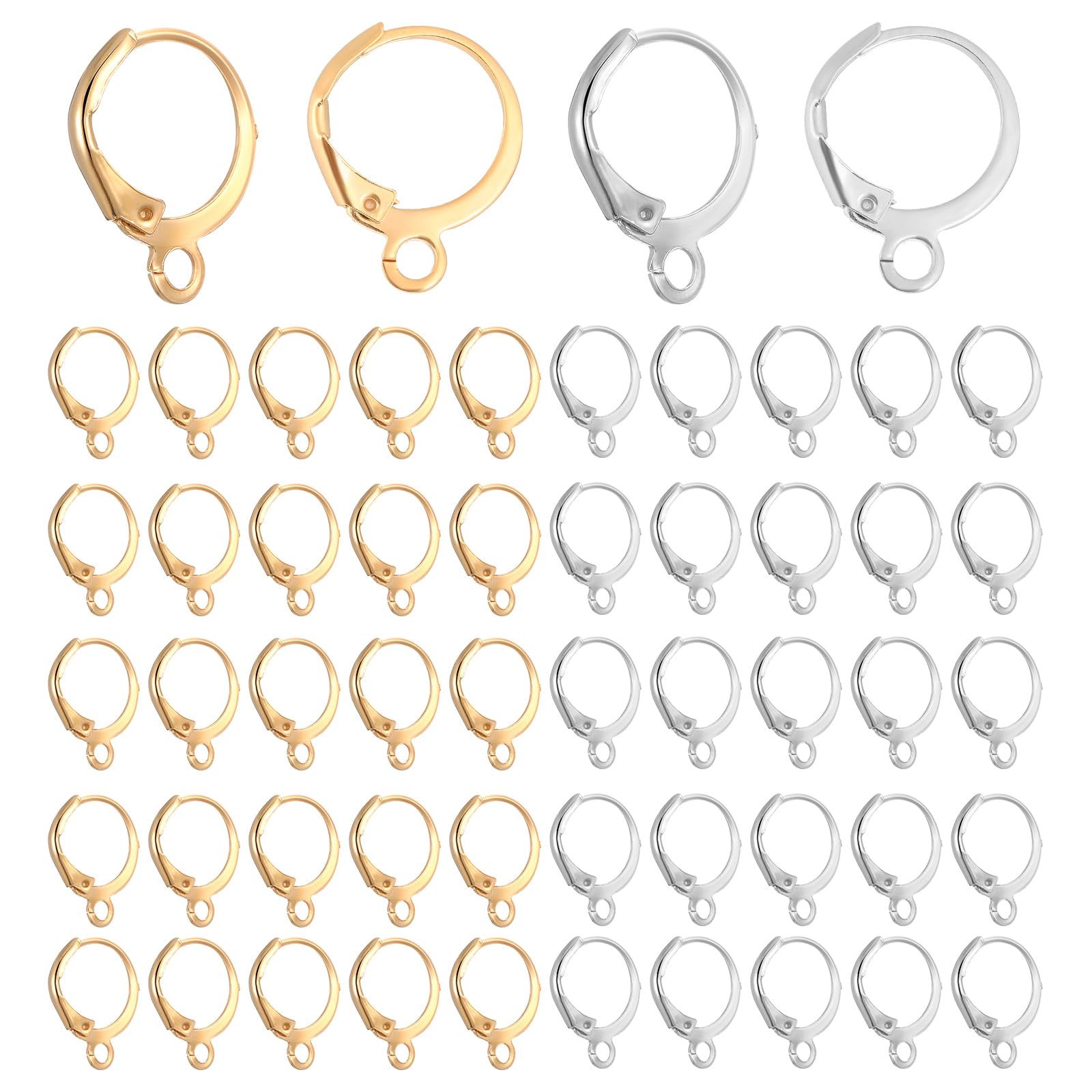 80Pcs Leverback Earring Hooks Round Hoop Huggie Earring Hooks Lever ...