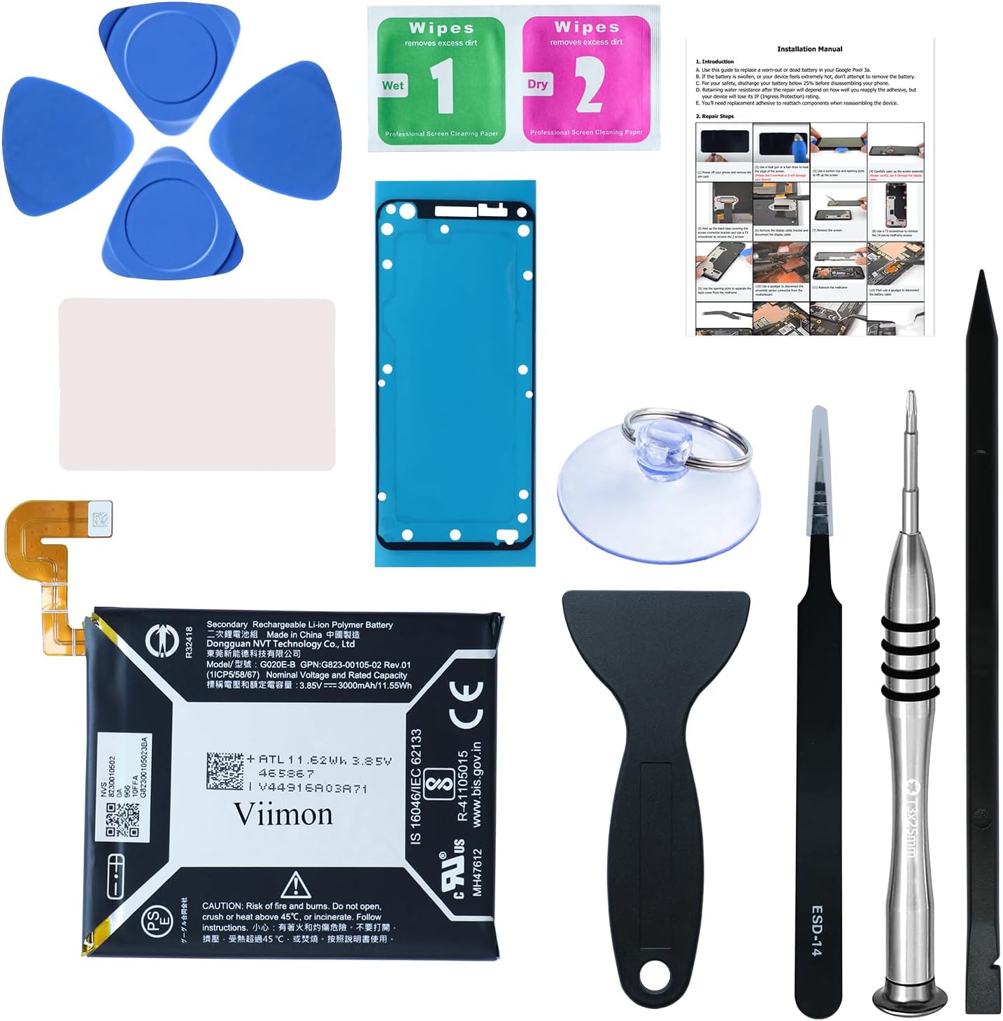 Amazon.com: Viimon for Pixel 3a Battery Replacement Kits Compatible ...