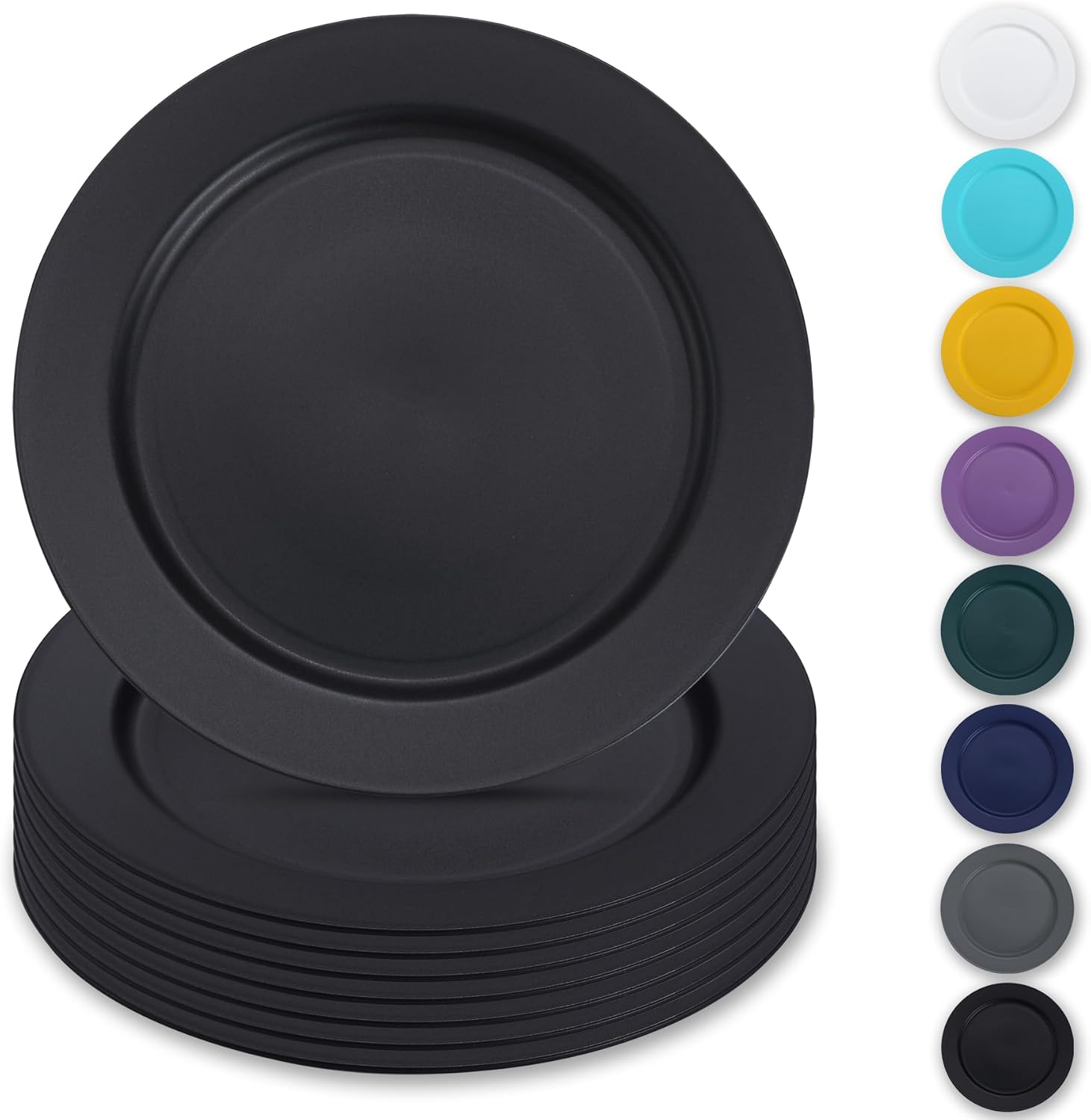 Amazon.com | Berglander Black Plastic Plates Set of 8 Pieces 10 ...