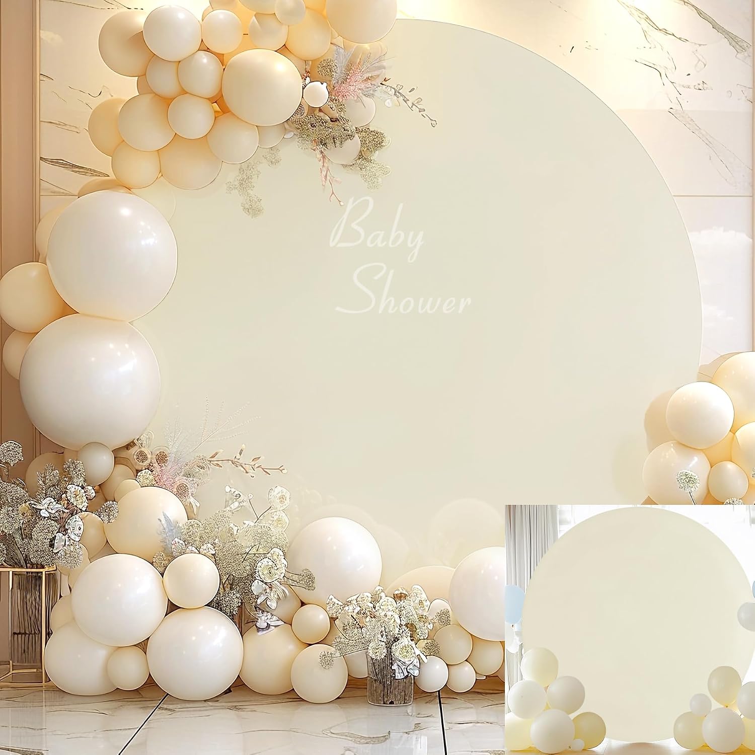 Amazon.com : Gallety 7.2 FT Ivory Round Backdrop Cover for 5 to 7.2ft ...