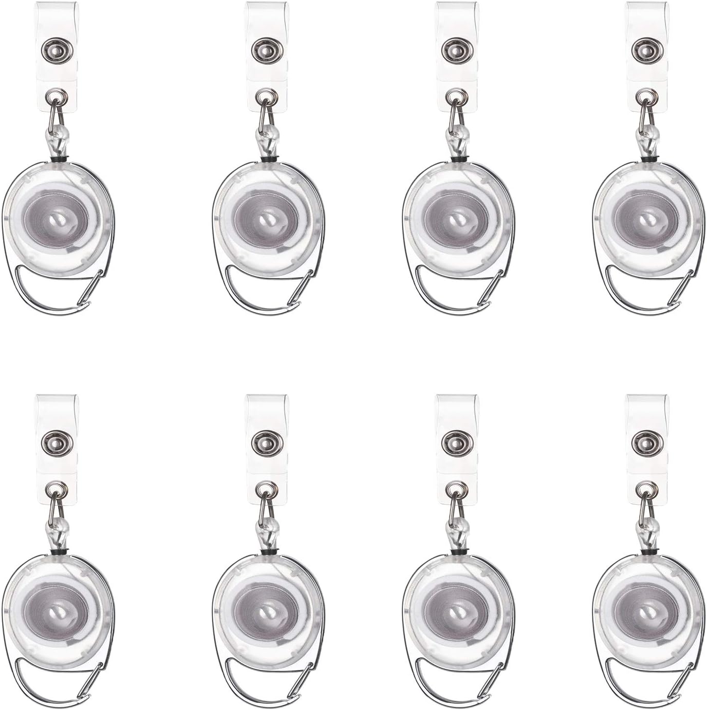 8PCS Carabiner Retractable Badge Reel Clips Lanyard Extender for Key ...