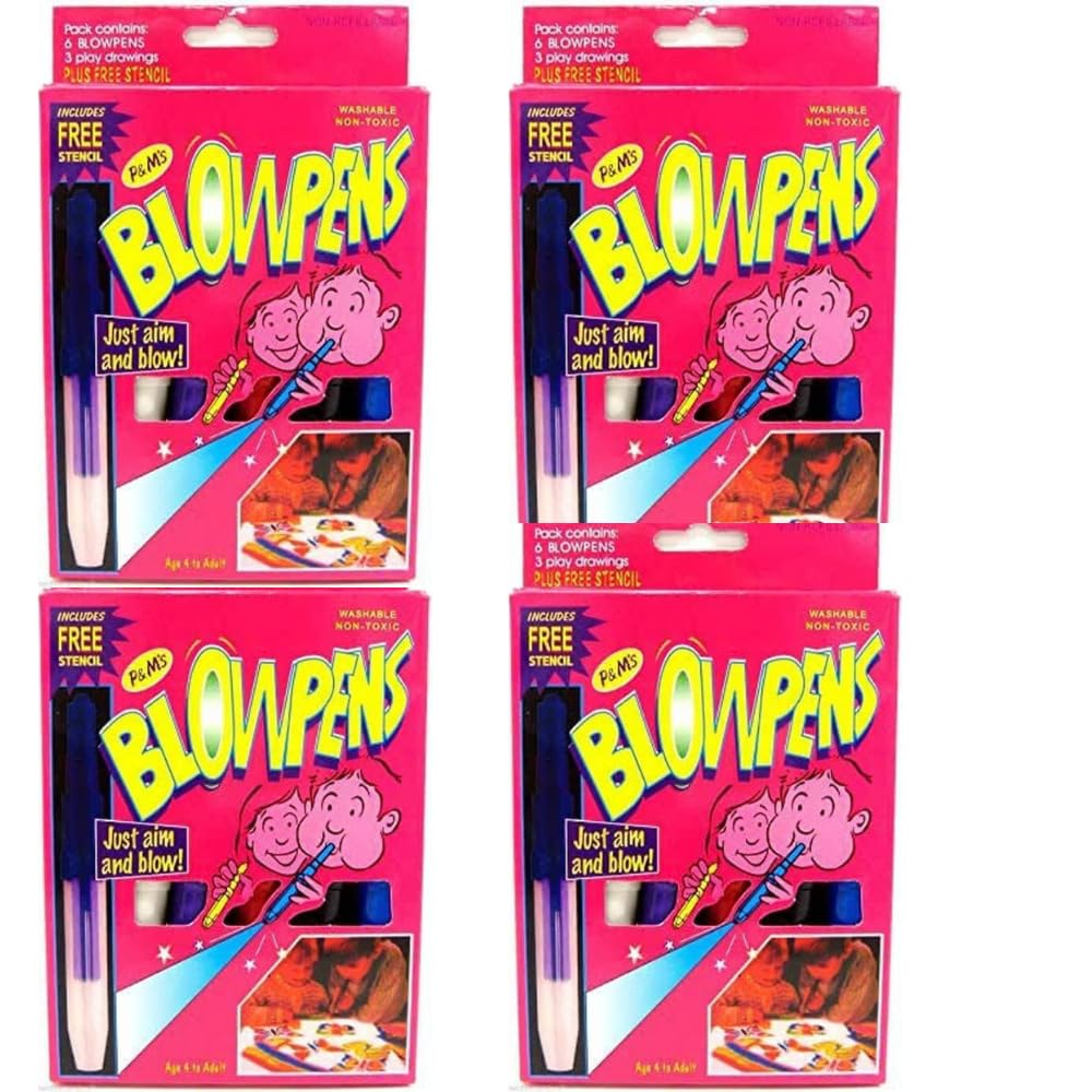 Siva 24 Pieces Color Spray Magic Blow Pen Set with 3 Play Drawings for ...