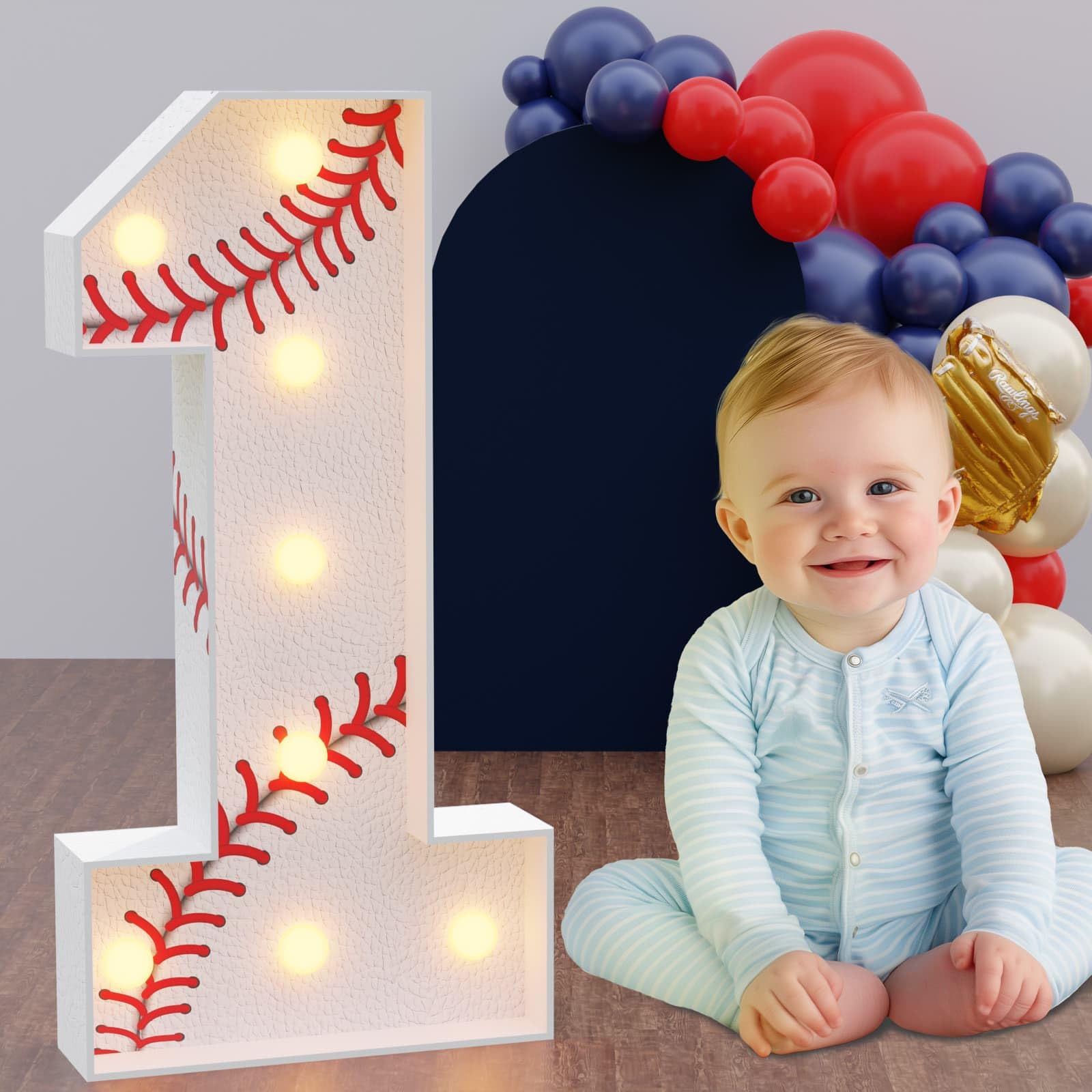 Amazon.com: Marquee Numbers Baseball 1st-Birthday Decorations: 3ft ...