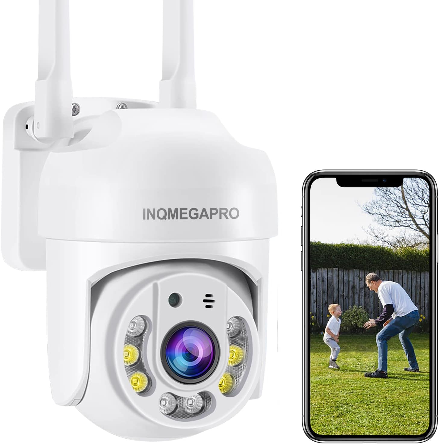 1080P Security Cameras Outdoor - 360° View WiFi Camera, IP66, Motion ...