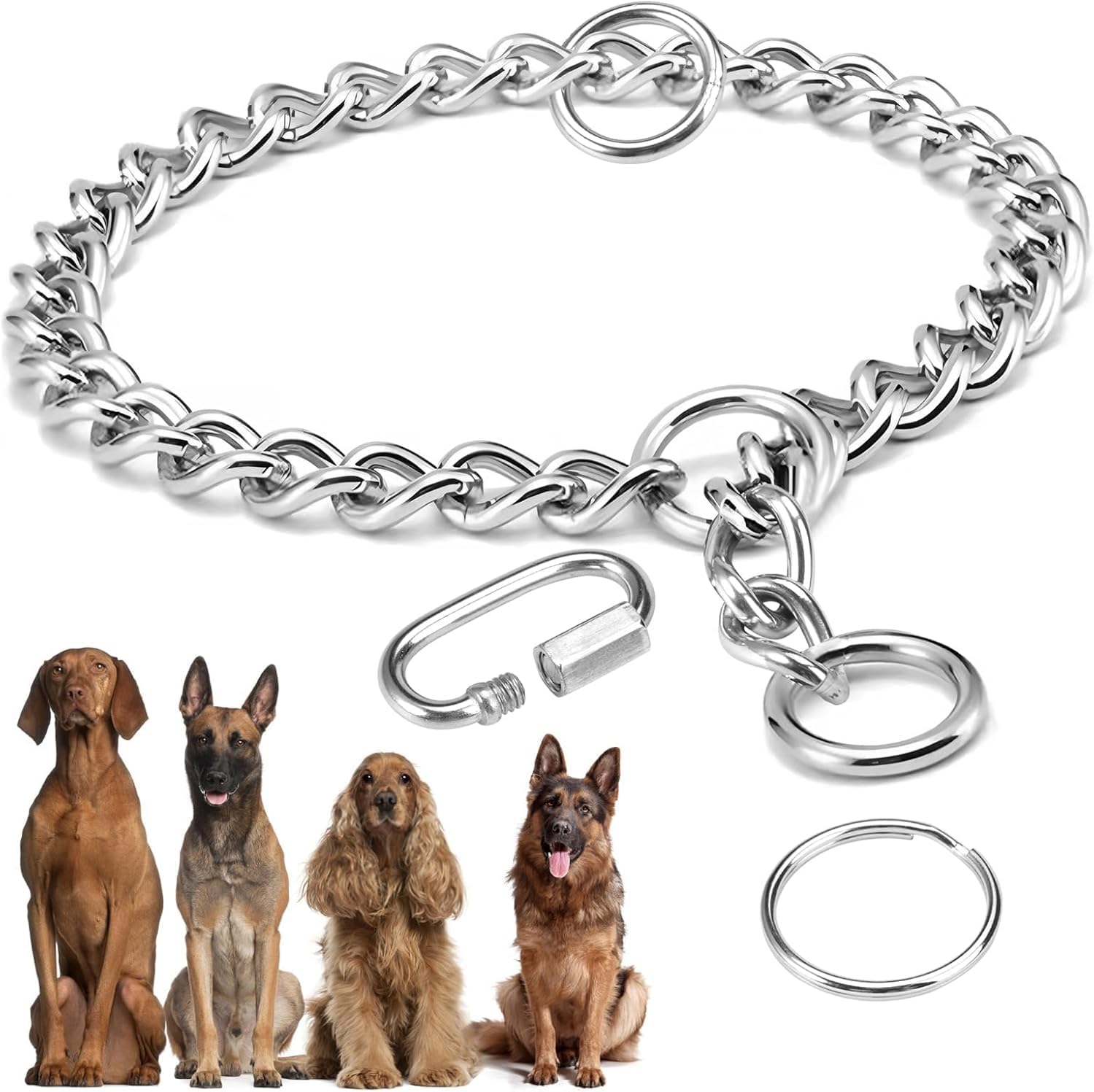 65cm Choke Chain for Dogs, Stainless Steel Chain Collar, No Pull Metal ...