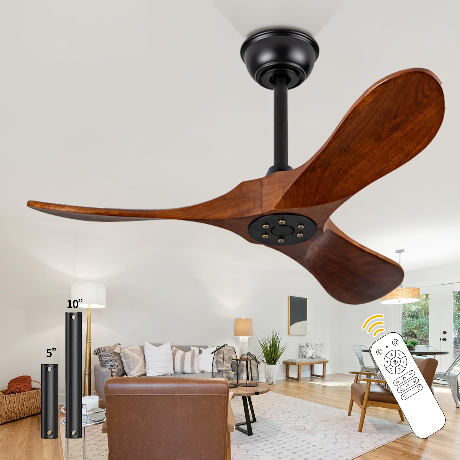 Amazon.com: Ceversa 36 Inch Solid Wood Ceiling Fan No Light,Real Wood ...