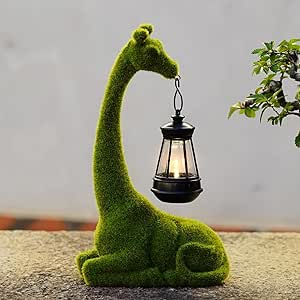 Amazon.com: QZVANLON Flocking Giraffe Statue with Solar LED Light, Faux ...