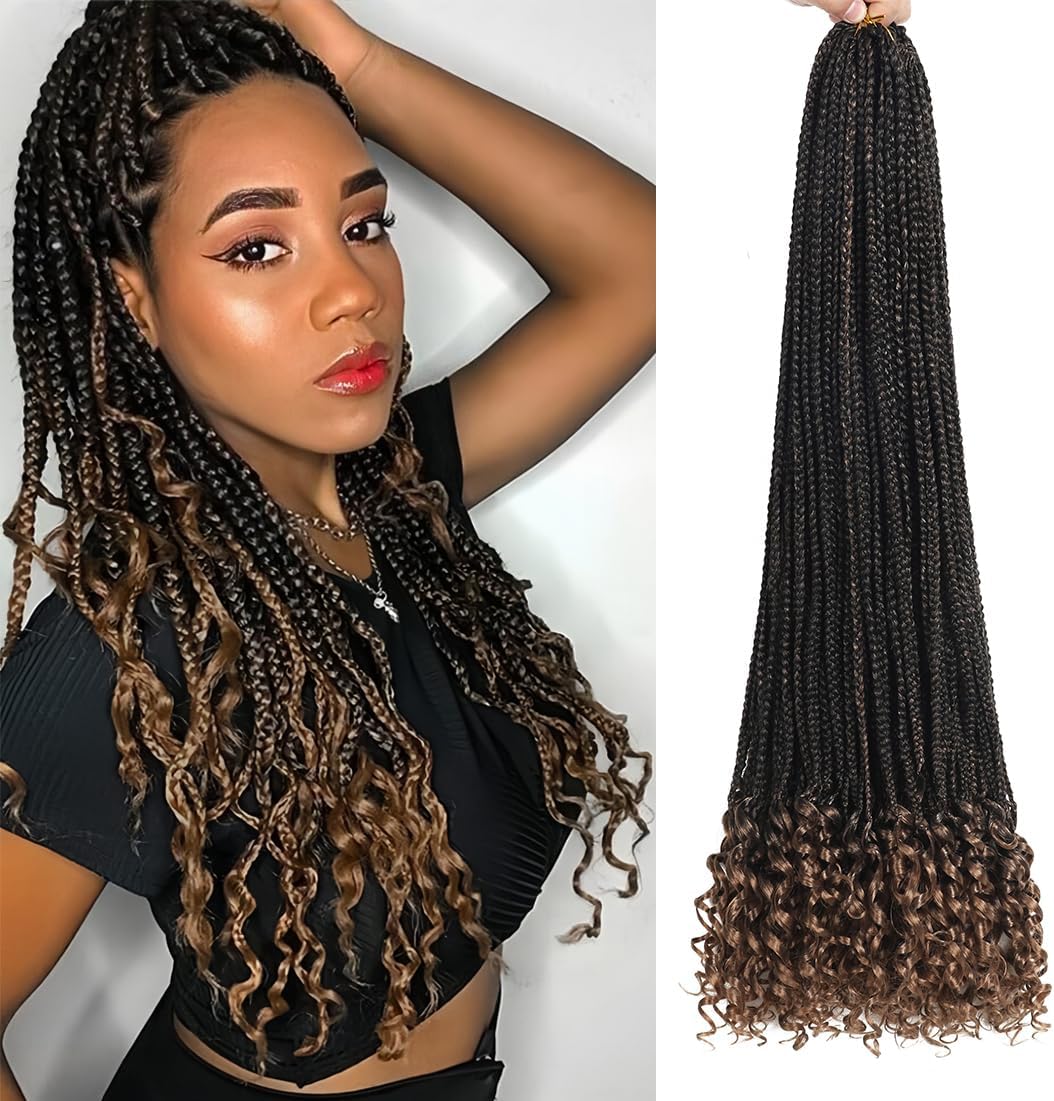 Amazon.com : Crochet Box Braids Hair with Curly Ends 7 Packs Pre Looped ...