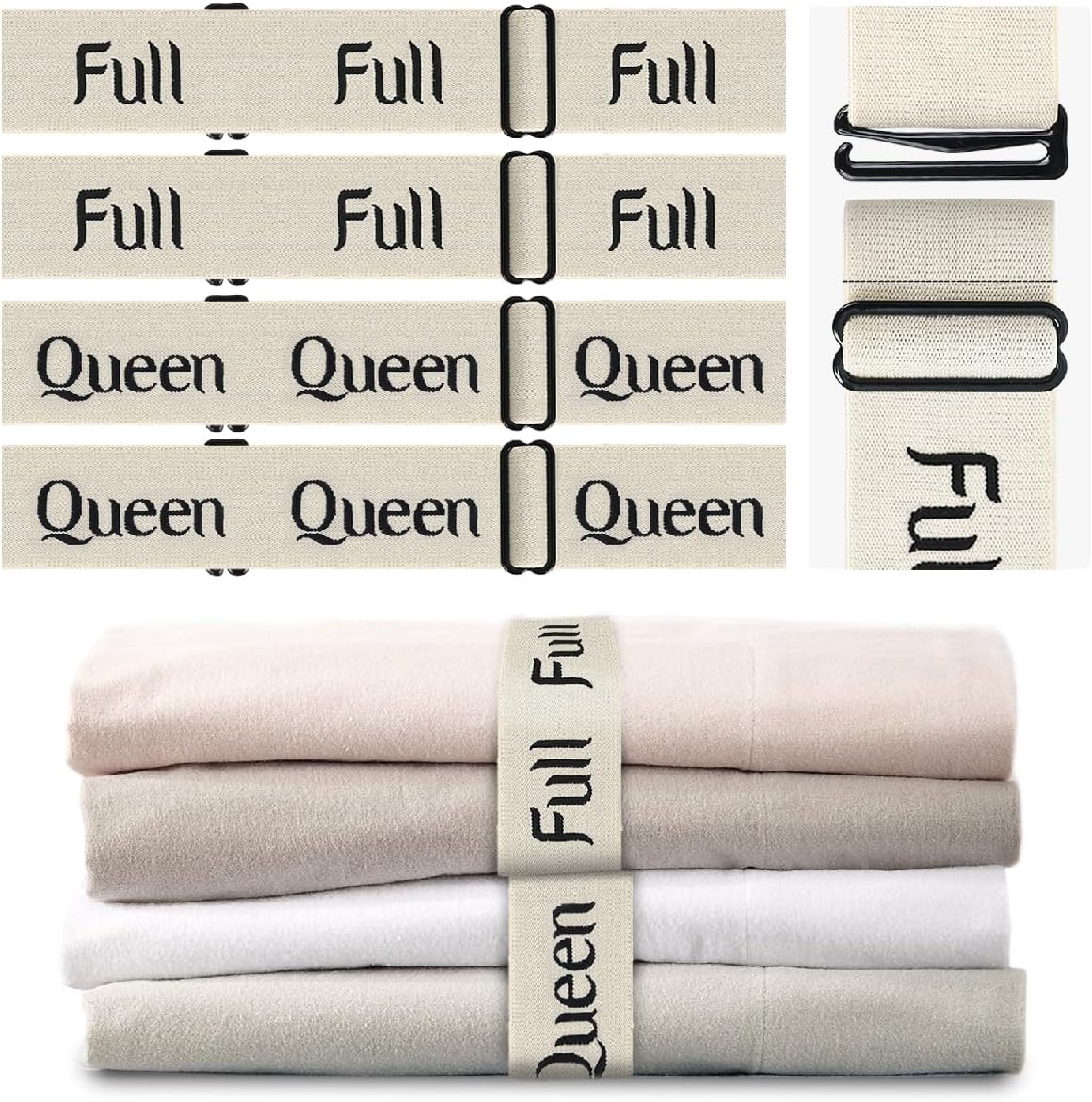 Amazon.com: 4Pcs Bed Sheet Organizer Bands Sheets Labels for Elastic ...