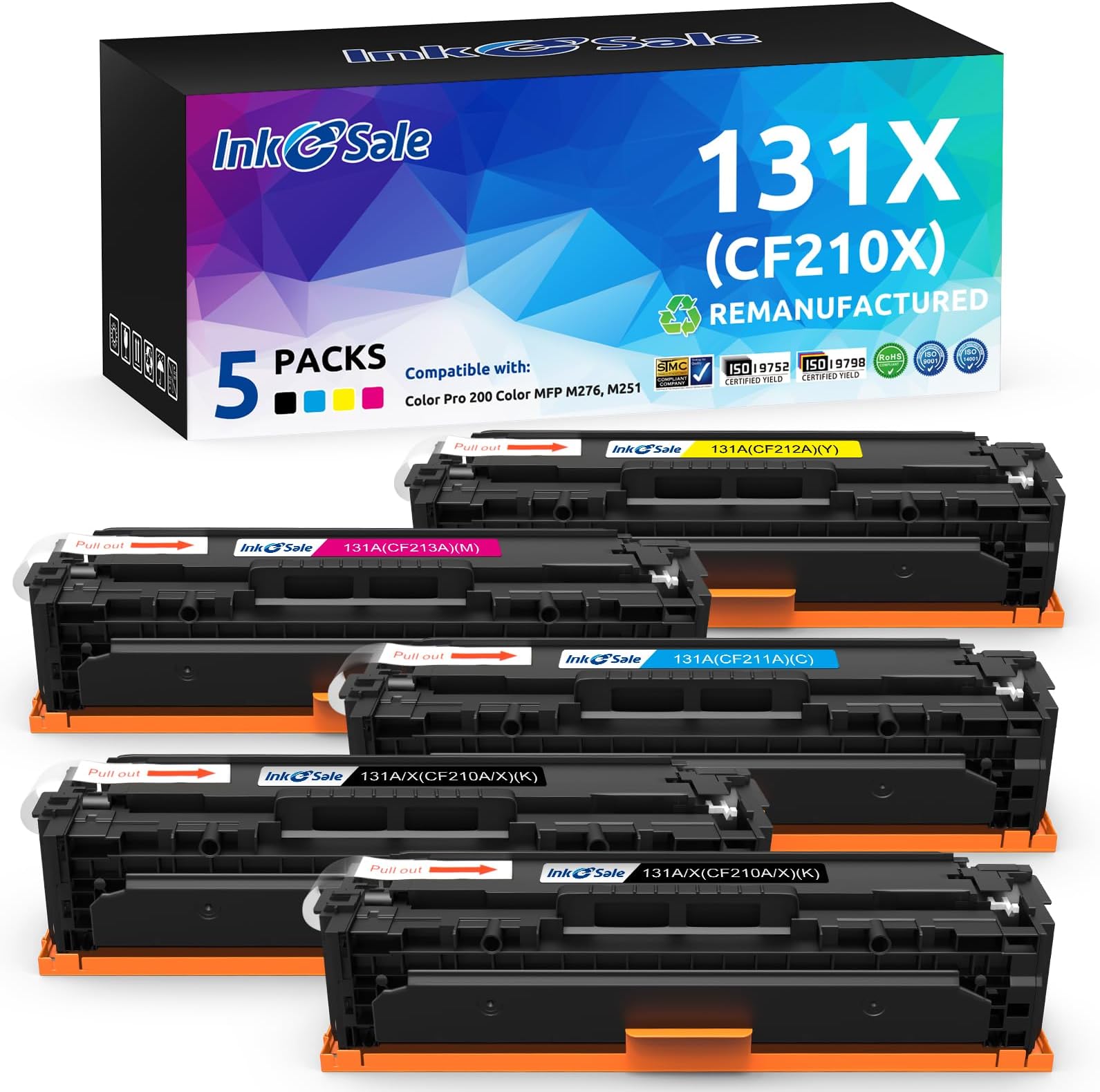 Amazon.com: INK E-SALE 5PK Remanufactured Toner Cartridge Replacement ...