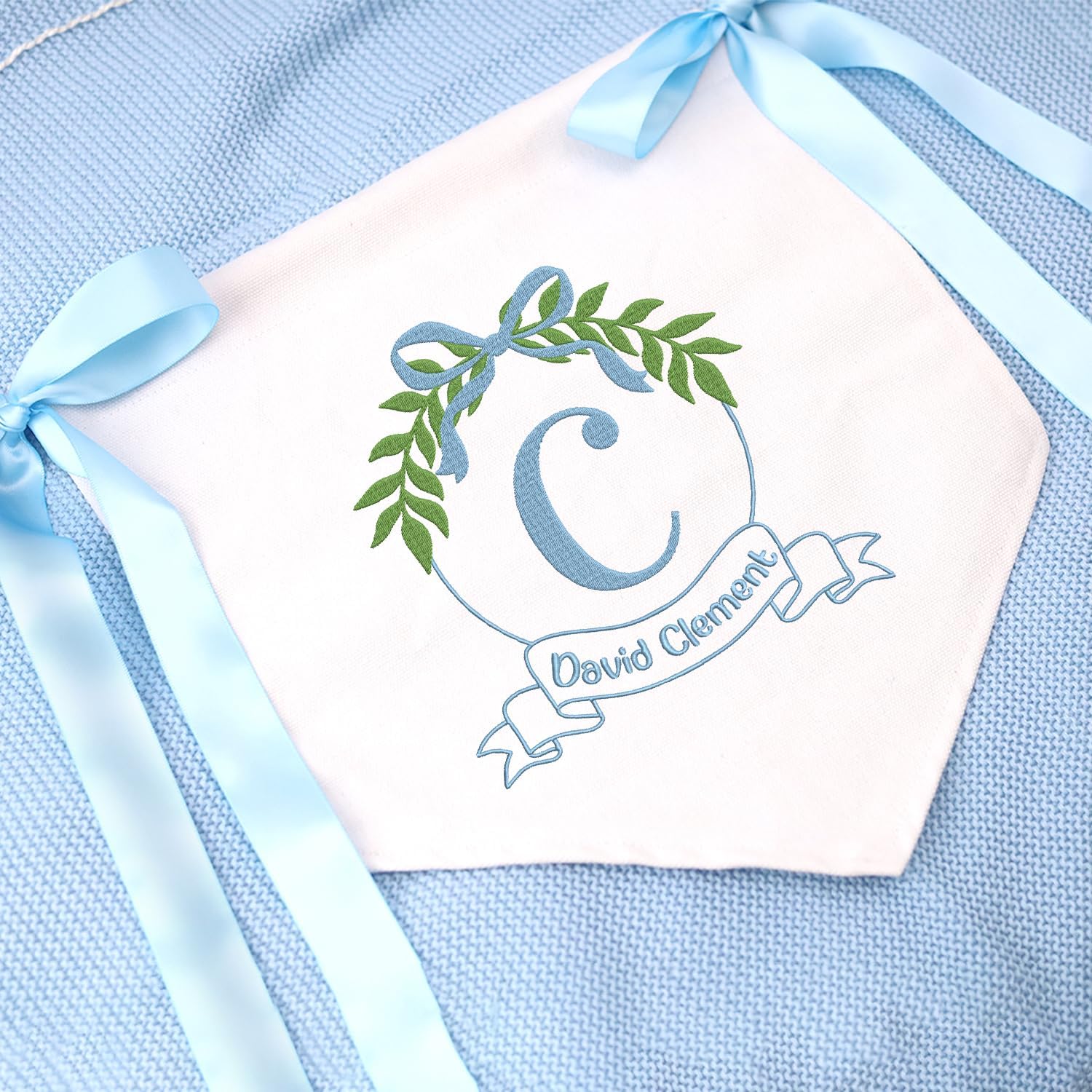 Amazon.com: Mondily Personalized Baby Banner, Round Leaf Embroidered ...