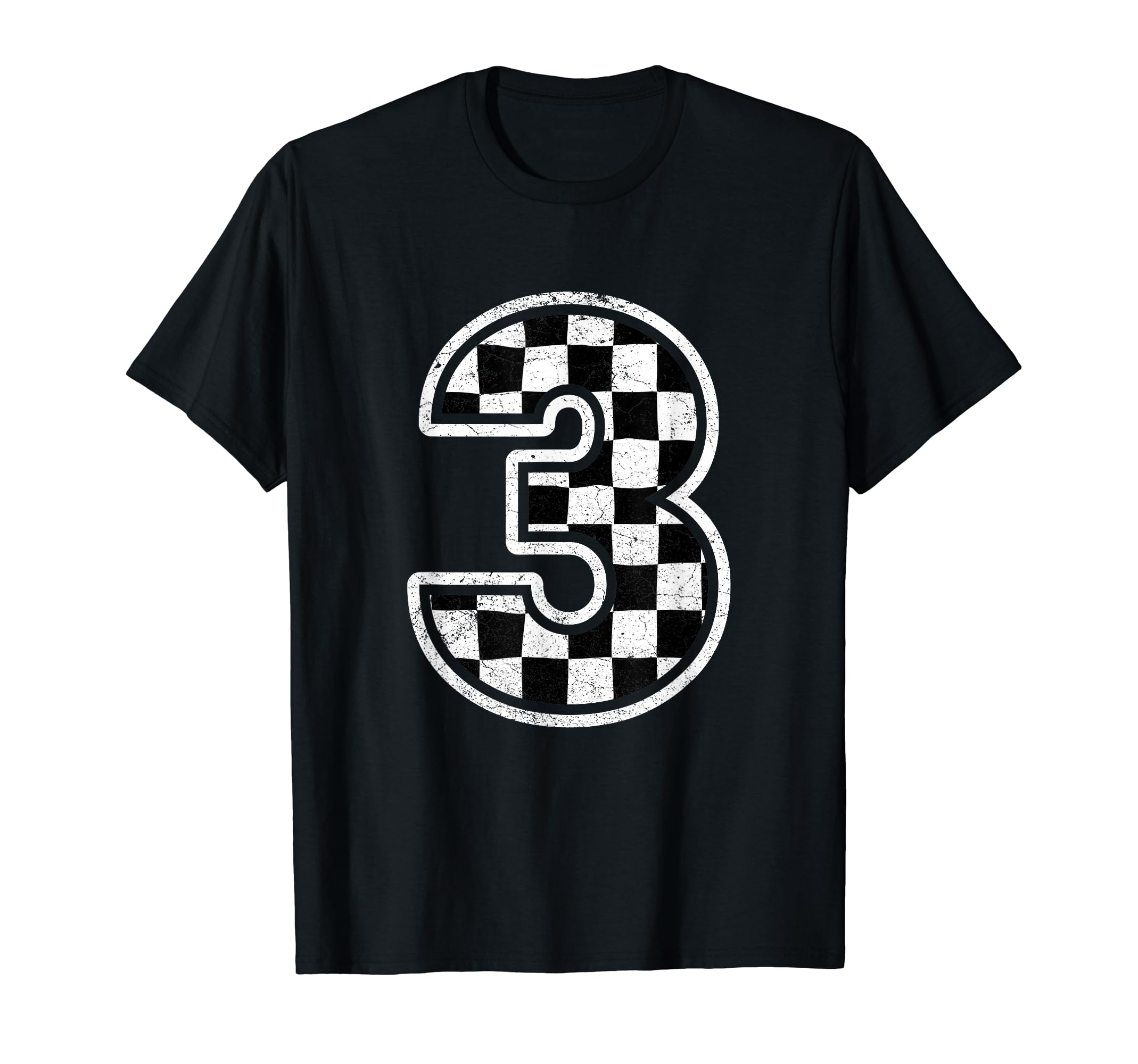 Amazon.com: Number 3 Checkered Flag Pit Crew Race Car 3rd Birthday Boy ...