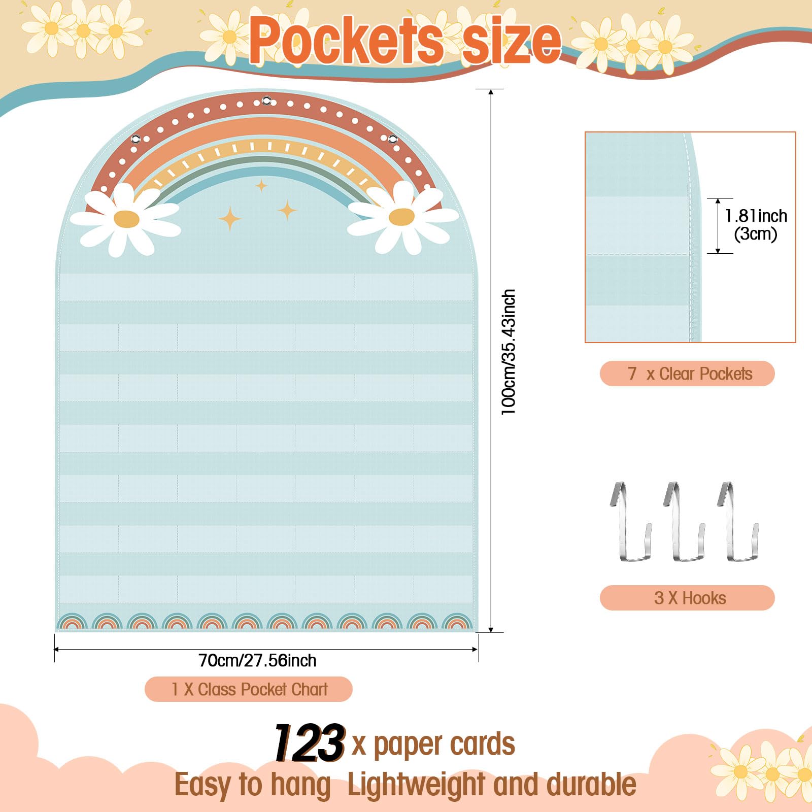 Snapklik.com : Pasimy Classroom Calendar Pocket Chart Retro Groovy ...