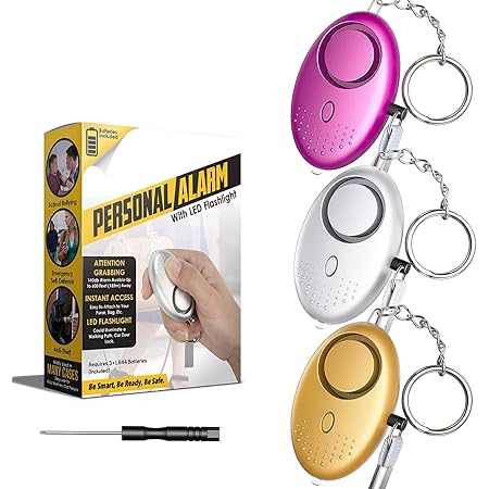 Personal Alarm, 130dB Loud Emergency Safety Keychain Alarm with LED Flash Light, Mini Portable ...