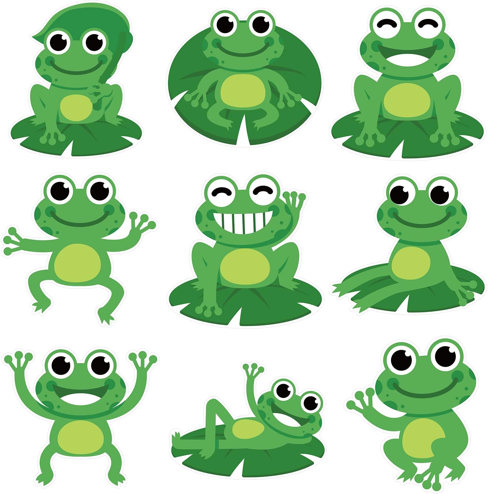 Amazon.com: 45 Pieces Frog Cutouts Bulletin Board Decorations Green ...
