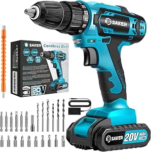 Saker Cordless Drill Set, 20V Electric Drill with Drill/Screwdriver ...