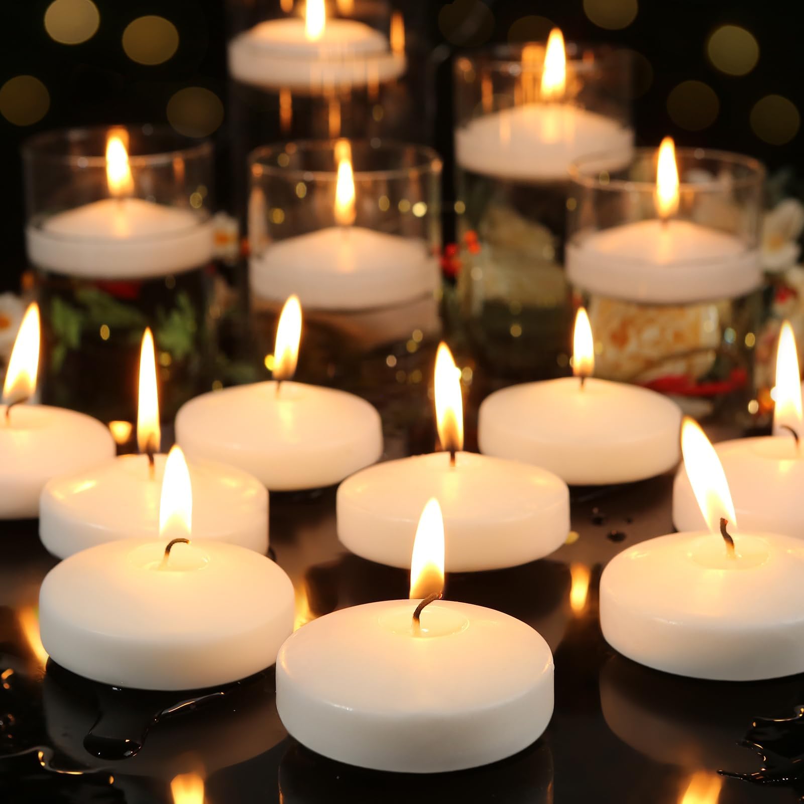 Amazon.com: Stock Your Home 24 Count 3" Inch Floating Candles Bulk Set ...