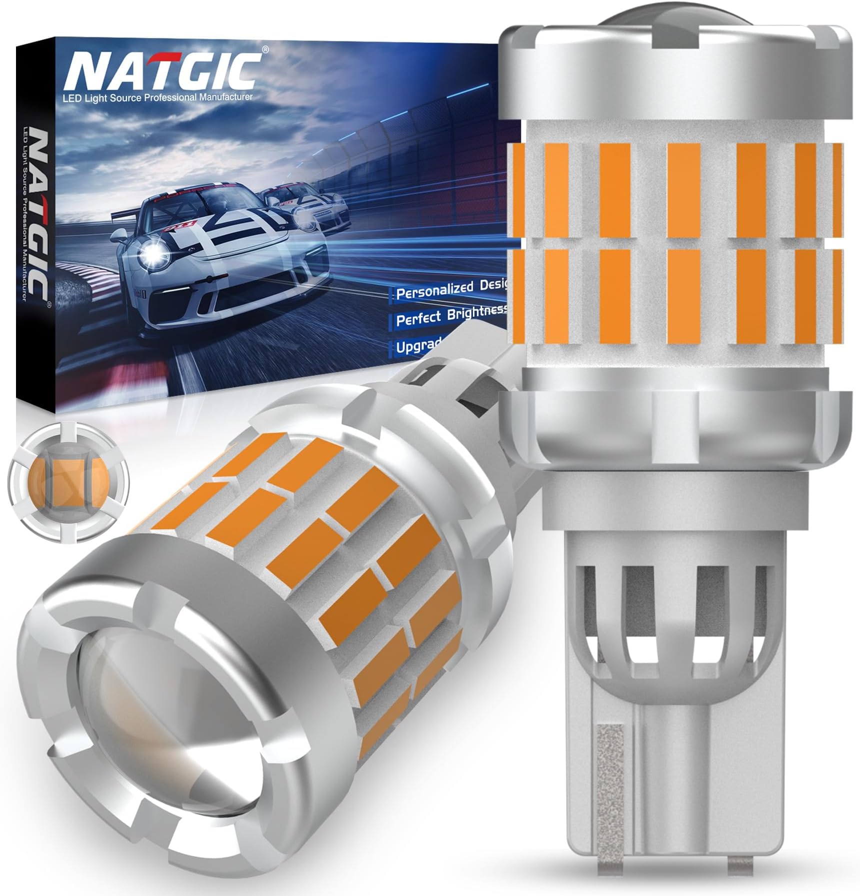 Amazon.com: NATGIC Amber 921 W16W Led Bulbs Canbus Error Free for Cargo ...