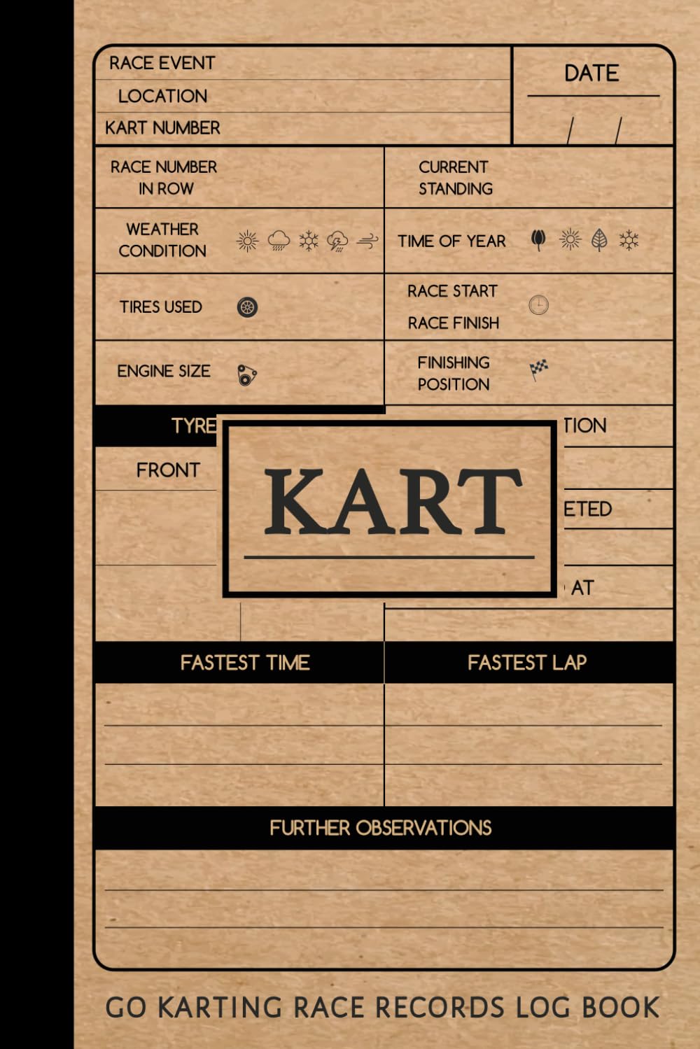 KART Go Karting Race Records Log Book: Racers Journal for Training ...