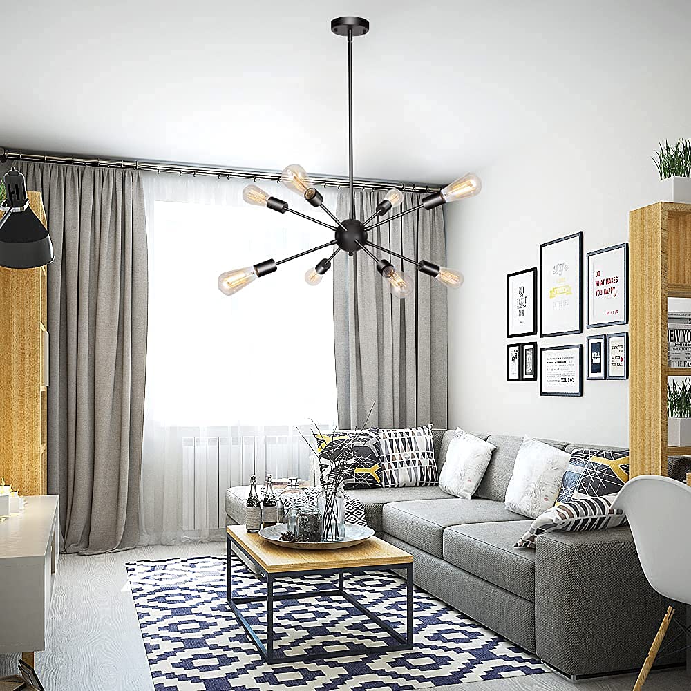 Snapklik.com : Black Sputnik Chandeliers, 8 Lights Sputnik Light ...