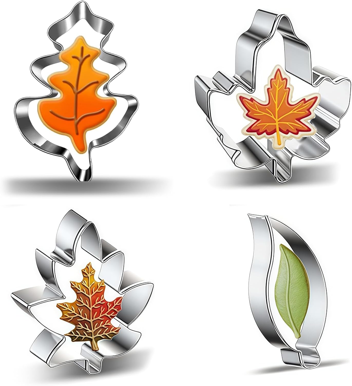 4 Pcs Autumn Leaves Cookie Cutter Stainless Steel-Maple, Oak Leaf, Leaf ...