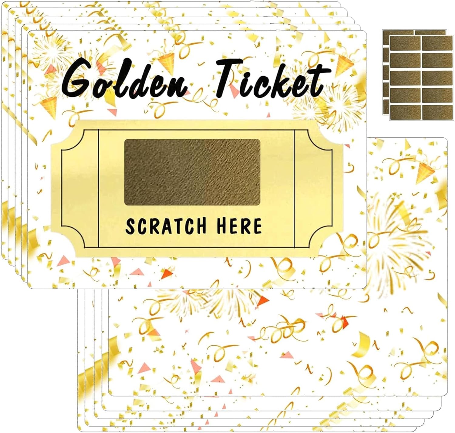 Amazon.com : Golden Tickets Scratch Off Cards With Gold Rectangle ...