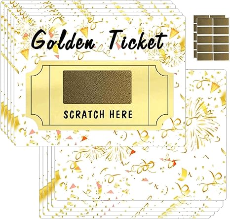 Amazon.com : Golden Tickets Scratch Off Cards With Gold Rectangle ...