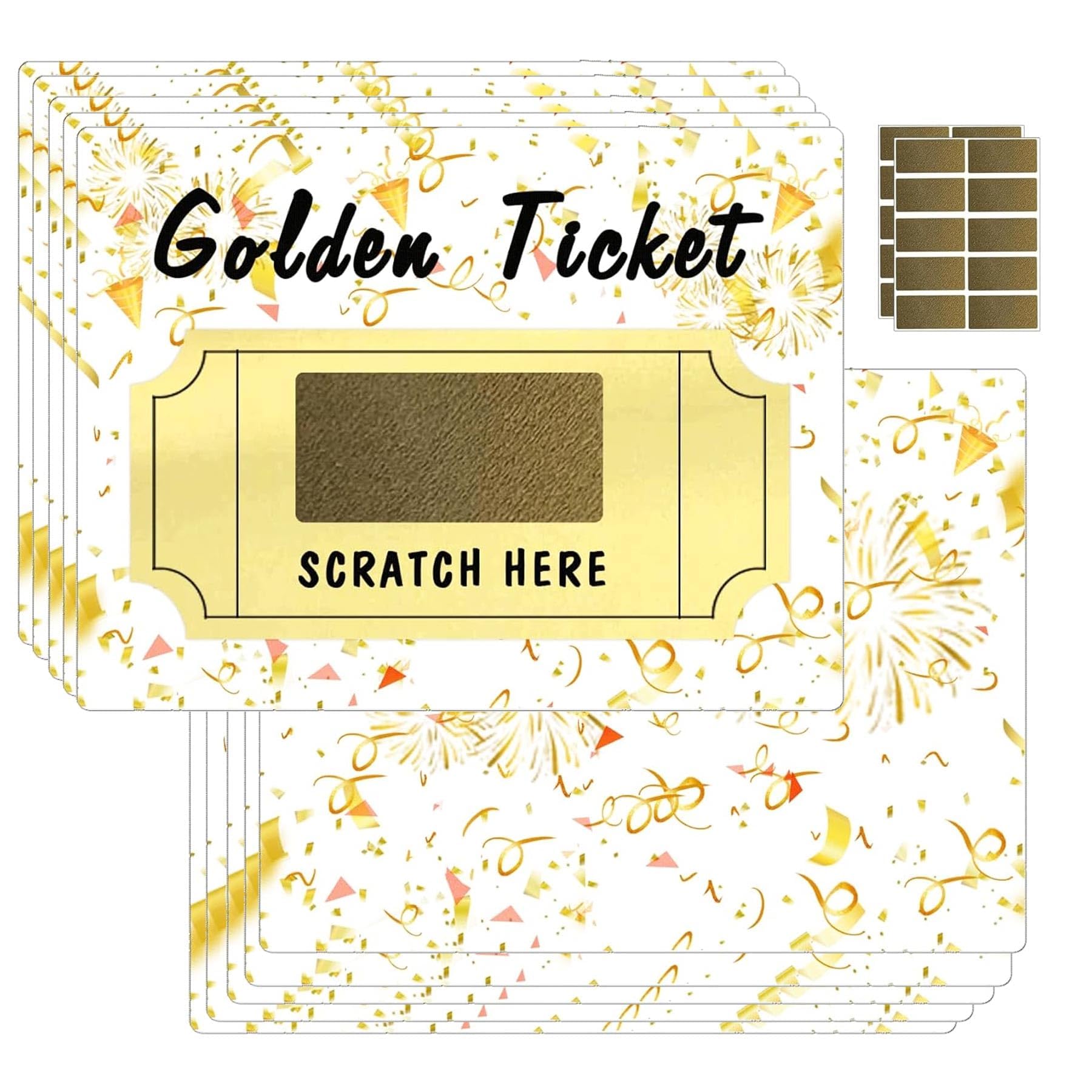 Amazon.com : Golden Tickets Scratch Off Cards With Gold Rectangle ...