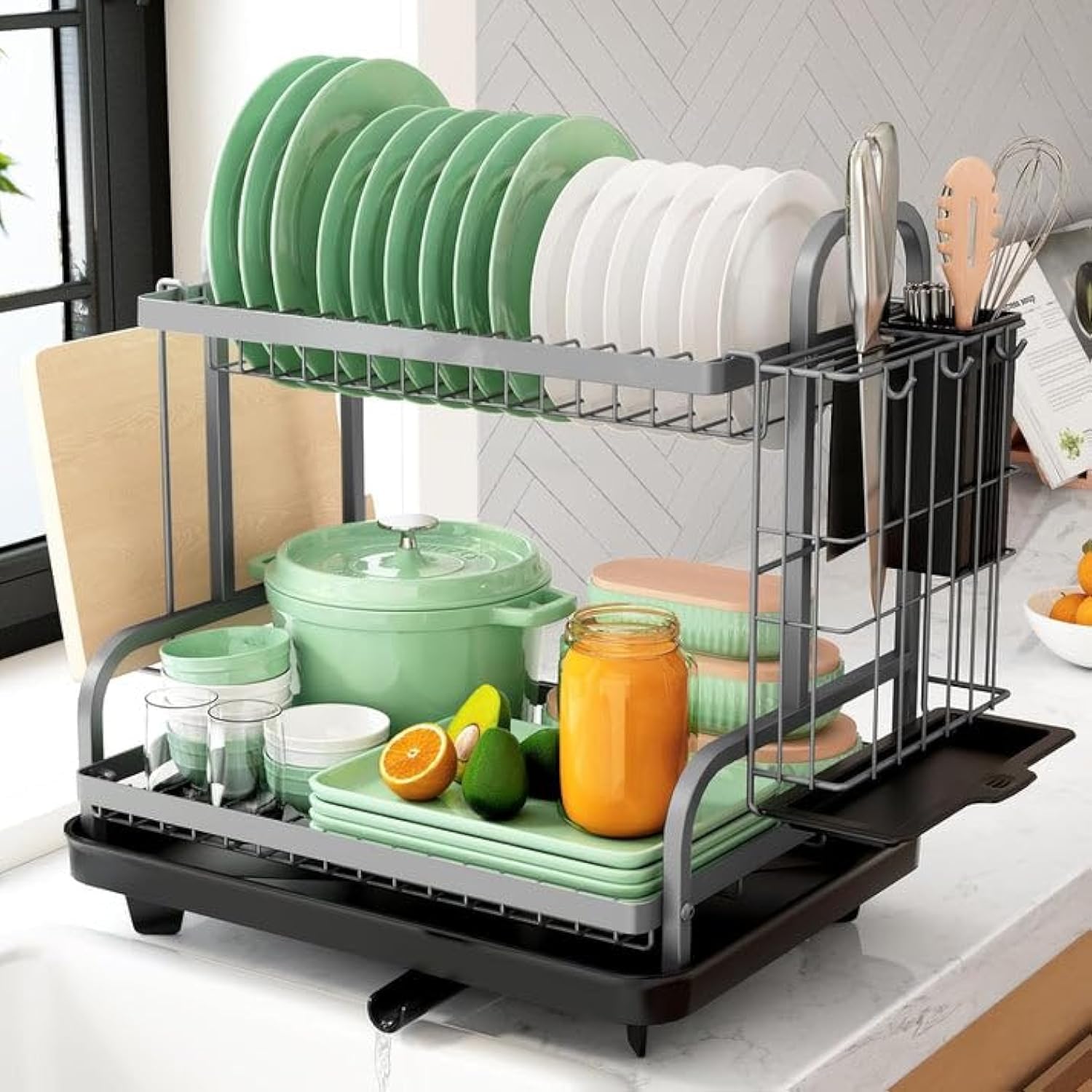 Amazon.com: Kitsure Dish Drying Rack, Multifunctional Dish Rack ...