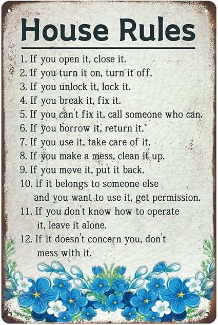Amazon.com: Quxya House Rules Sign Room Rules Sign House Rules Metal ...