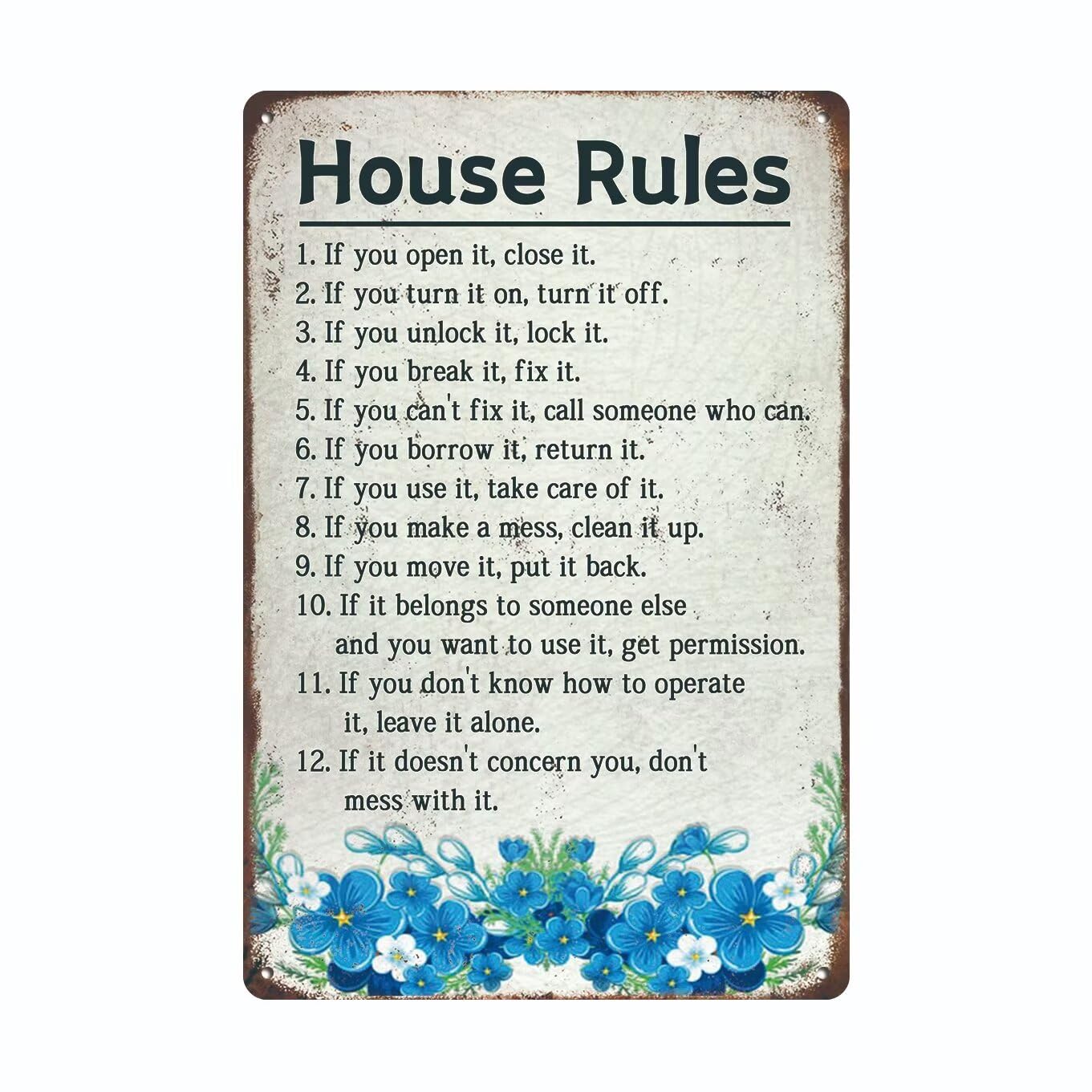 Amazon.com: House Rules Sign Room Rules Sign House Rules Metal Sign ...
