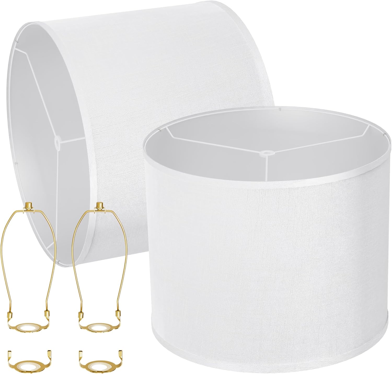 Lamp shades set of 2, white lamp shades,linen lamp shade, drum lamp ...