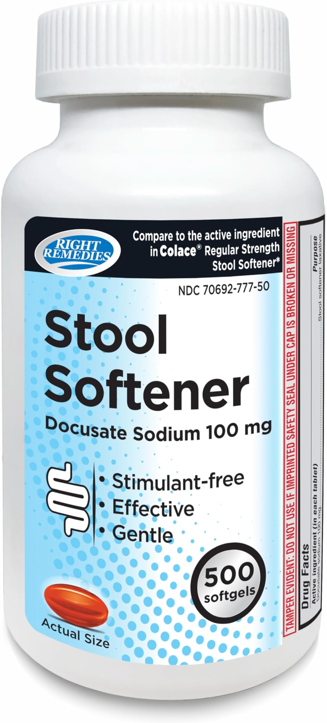 Amazon.com: RIGHT REMEDIES Stool Softener Softgels, Docusate Sodium ...