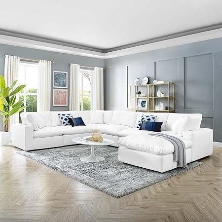 Amazon.com: Modway Commix Down-Filled Overstuffed Vegan Leather 7-Piece ...