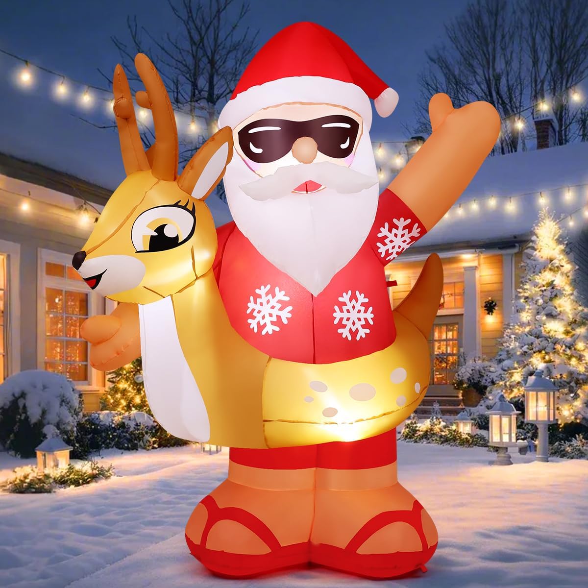 Amazon.com: 7 Foot Christmas Inflatable Santa Claus and Penguin with ...