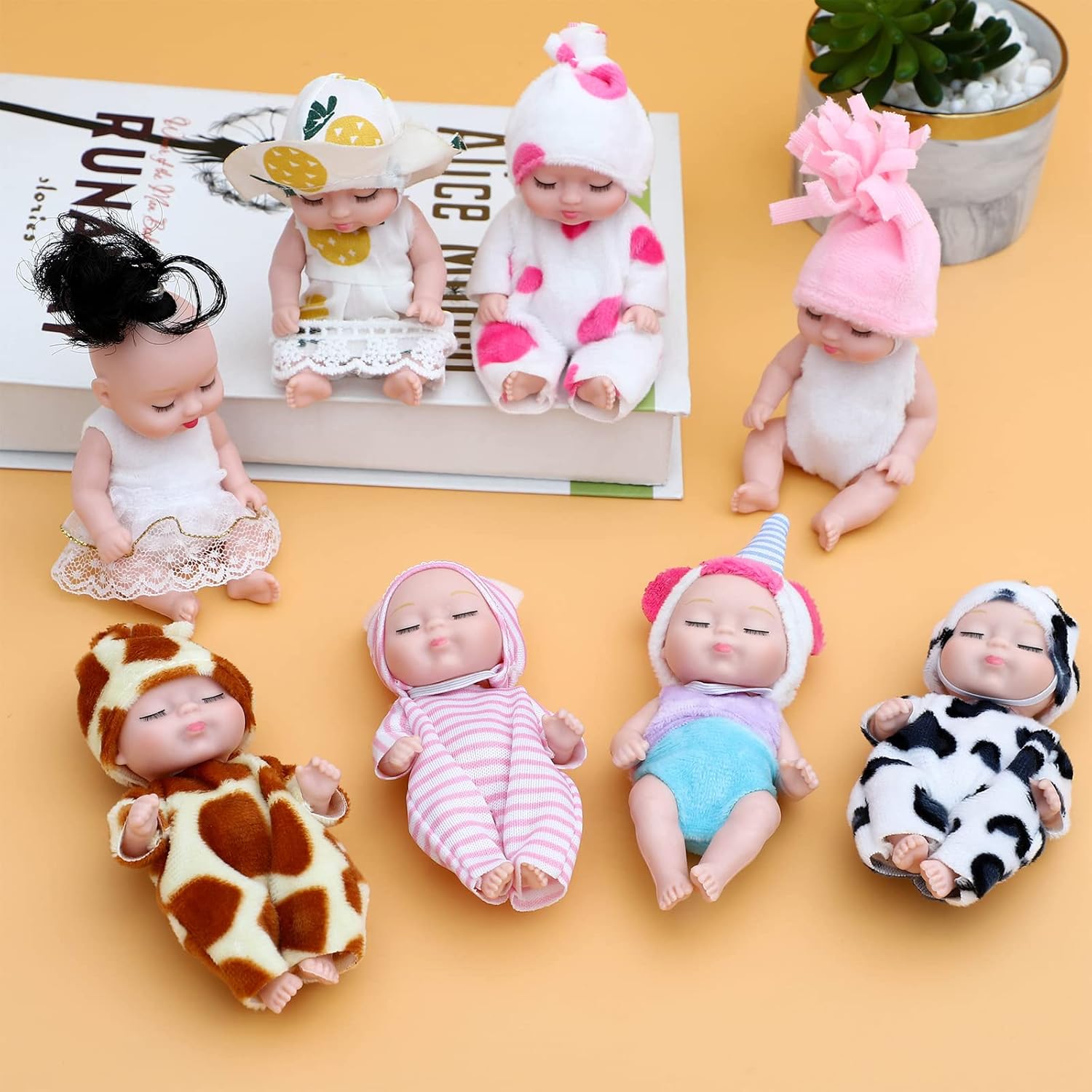 Buy ONEST 8 Sets 4 Inch Dolls Cute Baby Dolls Include 8 Pieces Baby ...